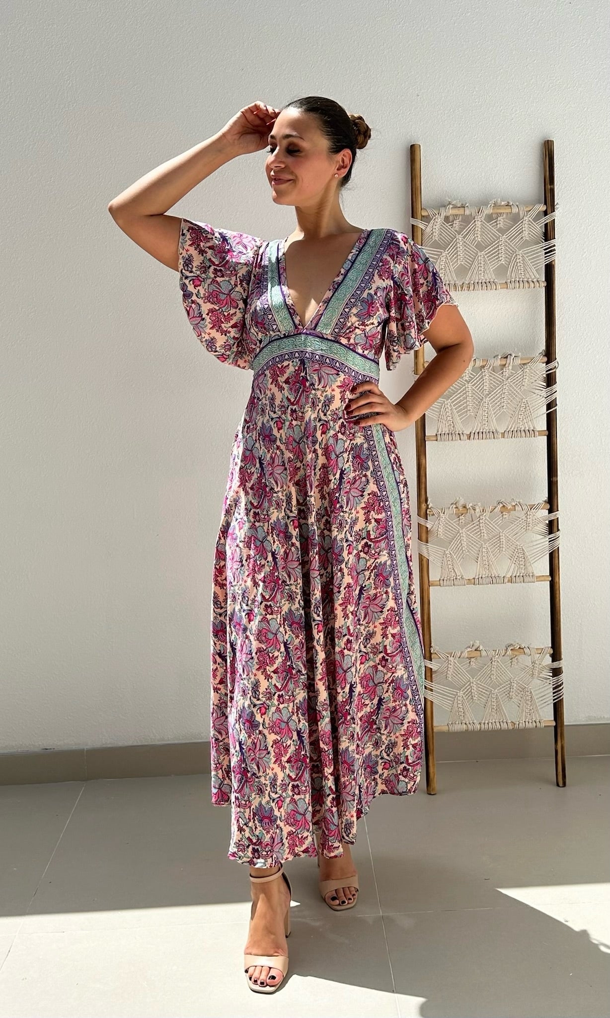 Daniela V-Front & Back Maxi - Blush at Alorabella-Dress